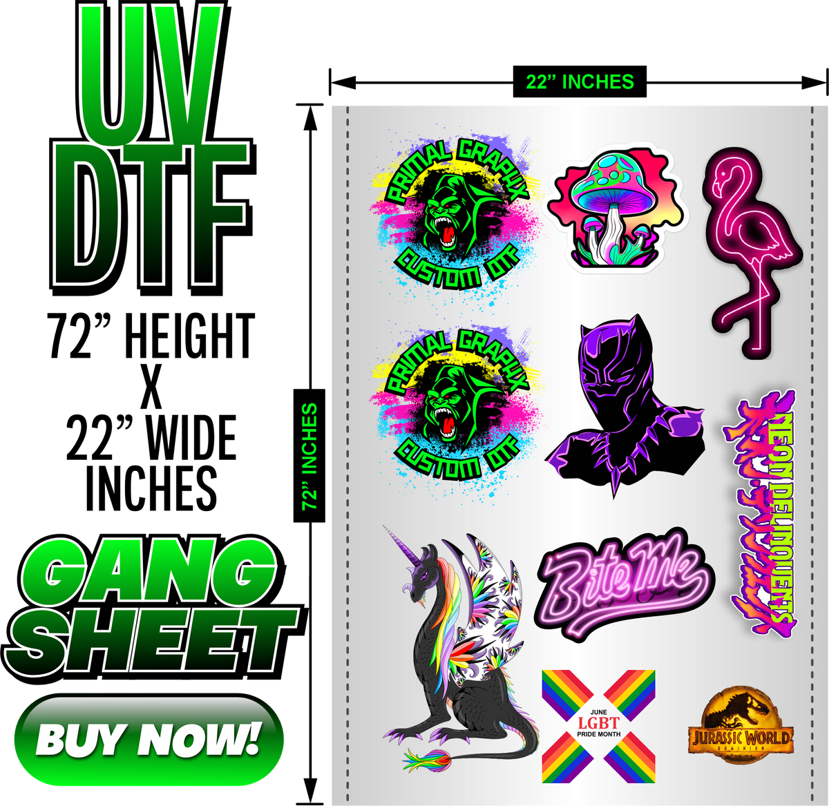 UV DTF Transfers 22"x72” – Primal Graphx