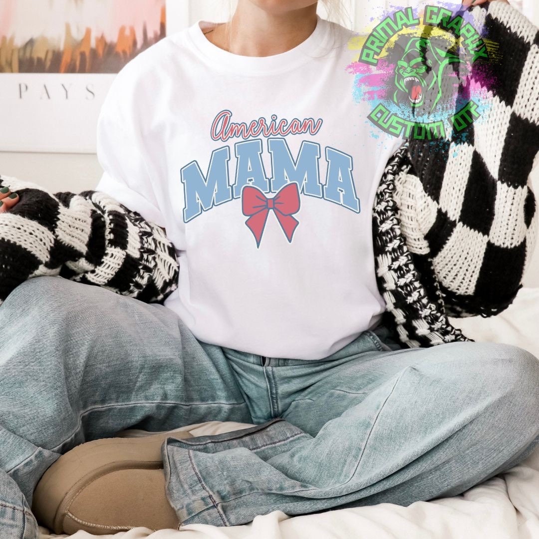 American Mama Bow Fourth of July DTF Transfers, D0010 – Primal Graphx